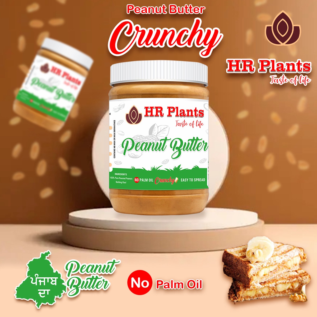 HR Plants Natural & Crunchy Peanut Butter - Wholesome Peanut Spread for ...